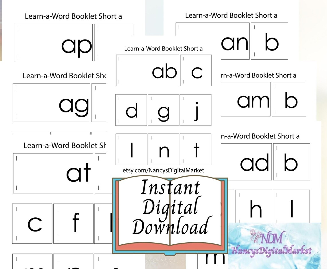 Printable Learn-a-word Short A Words Booklets, 7 Different Print, Cut ...
