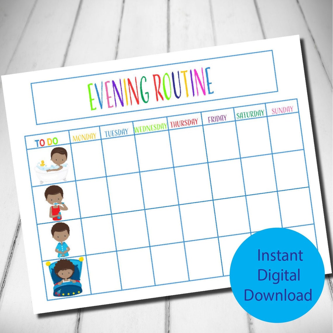 Daily Routine Chart for Boys | Etsy