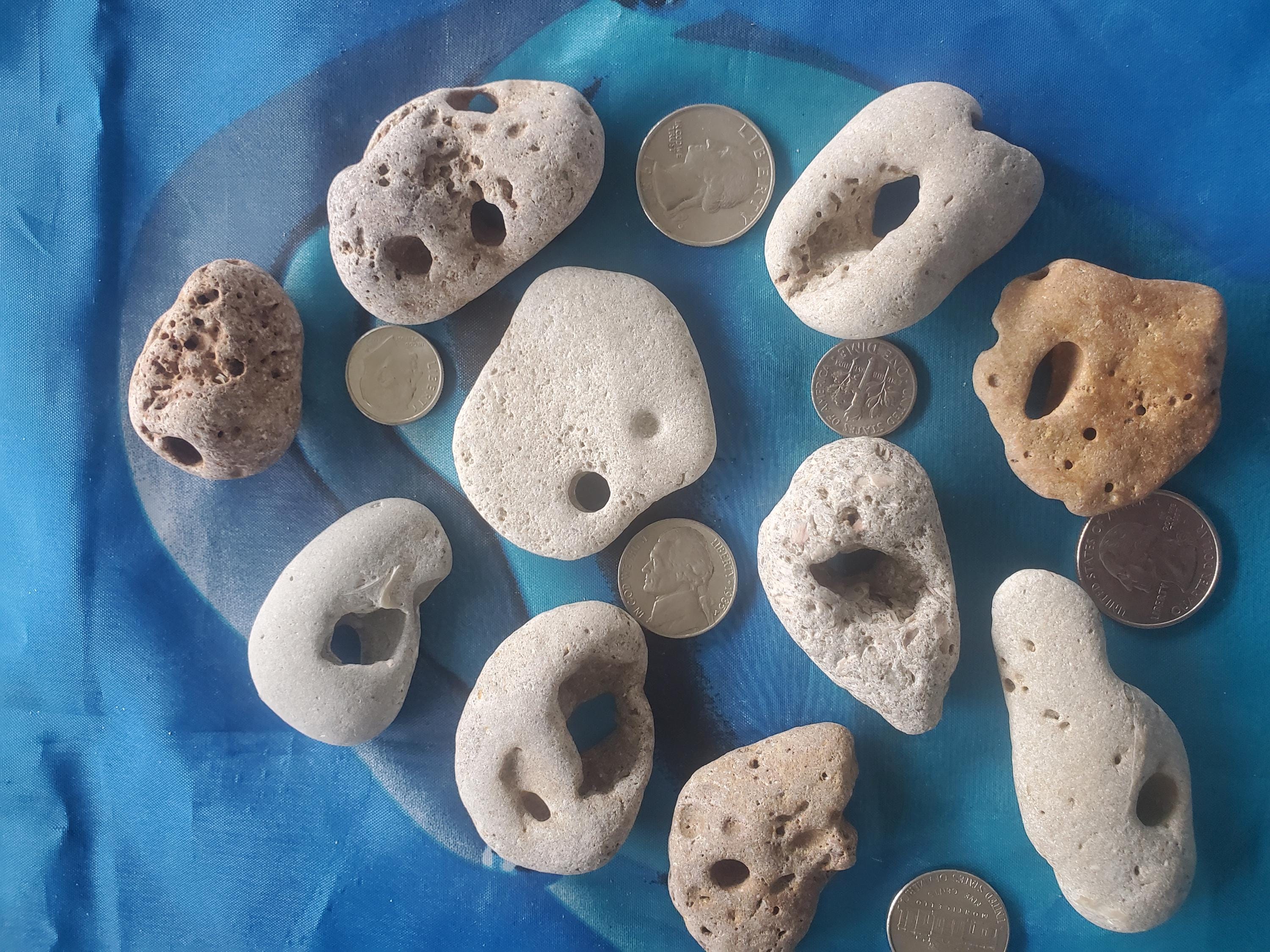 TEN Large Stones With LARGE HOLES. Holey, Holy, Fairy, Mother, Hag ...