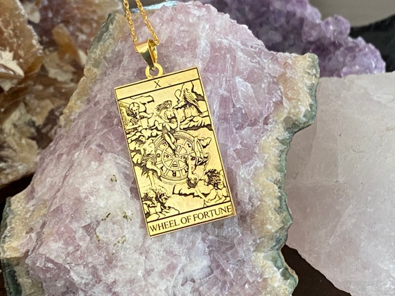 Wheel of Fortune Tarot Card Pendant Necklace Silver Wheel of - Etsy