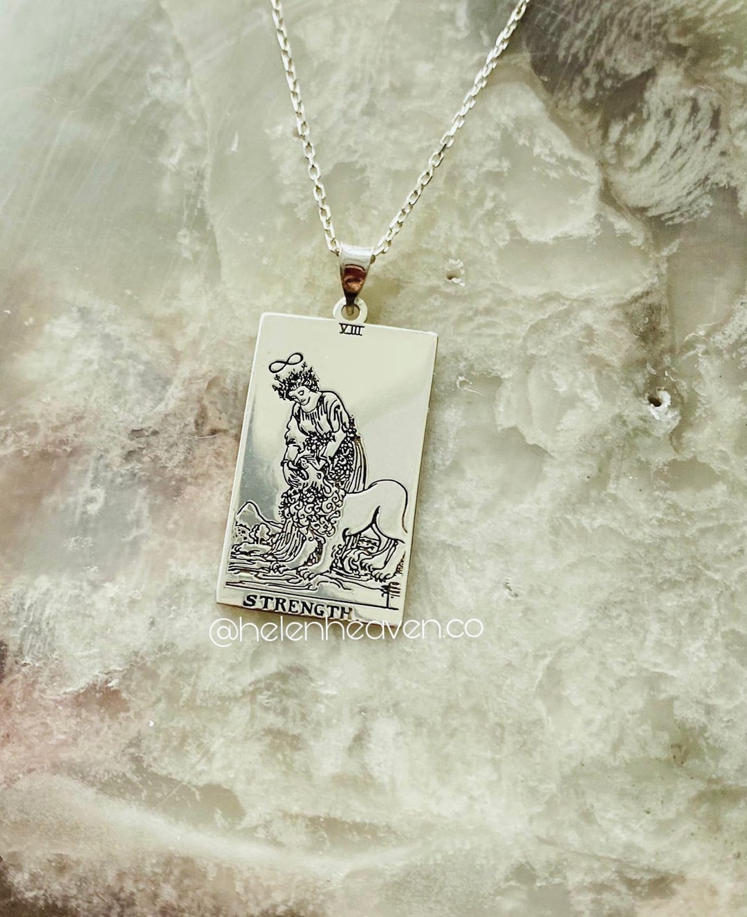 925 Sterling Silver Strength Tarot Card Pendant Necklace , Tarot Card ...