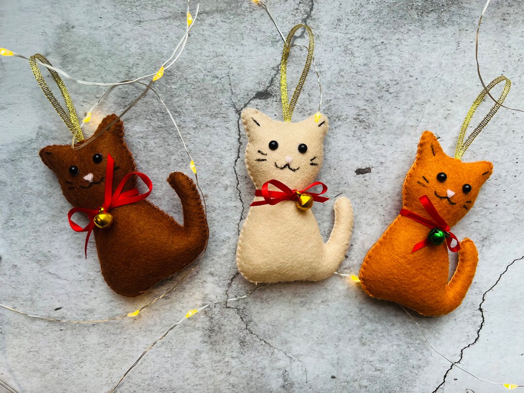 Felt Cat Ornament - Cat Decoration - Cat Lover Gift- Felt Black Cat - Etsy