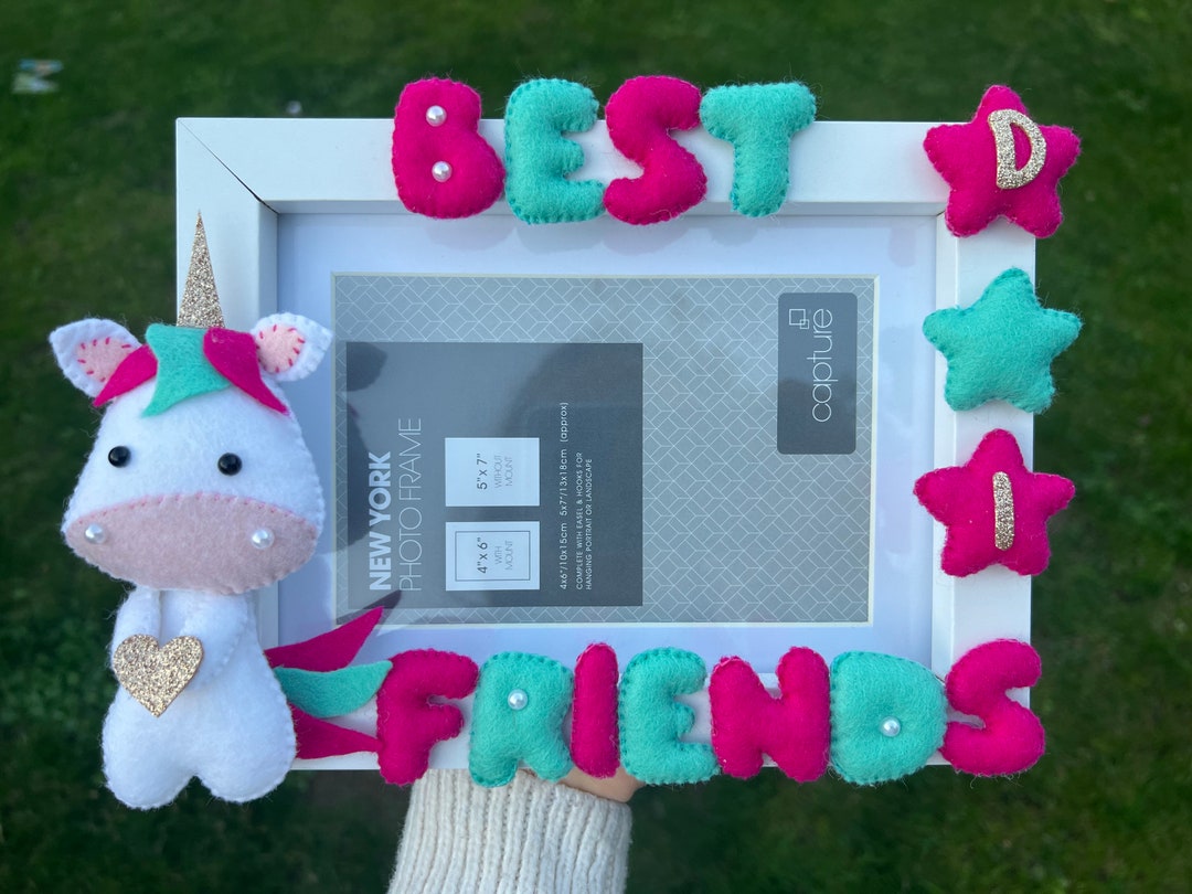 Best Friends Picture Frame | Unicorn Felt Decor | Handmade Gift for ...
