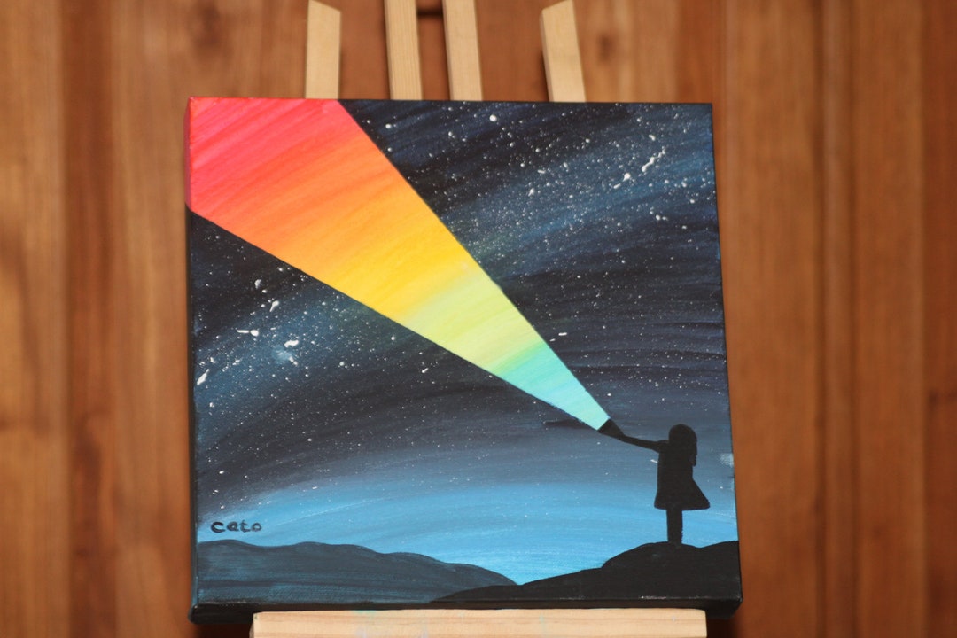 Rainbow Flashlight Painting - Etsy