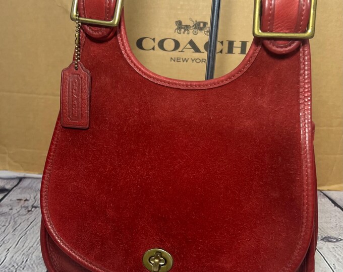 Vintage Coach 9014 RED Berkeley Saddle Bag Leather & SUEDE Original ...