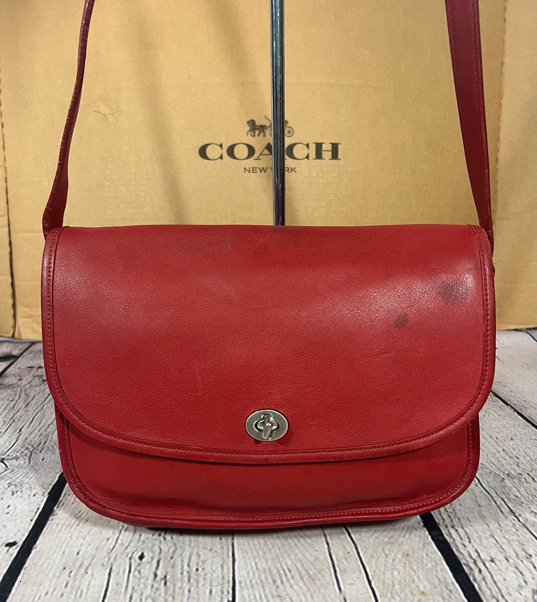 Vintage Coach 9790 City Bag Red Leather Silver Hardware Needs TLC SALE ...