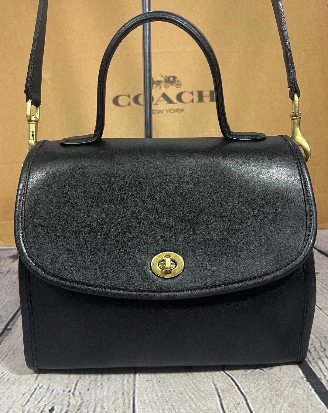 Vintage Coach 9977 Manor Bag Black Leather EXC COND! Extras Included ...