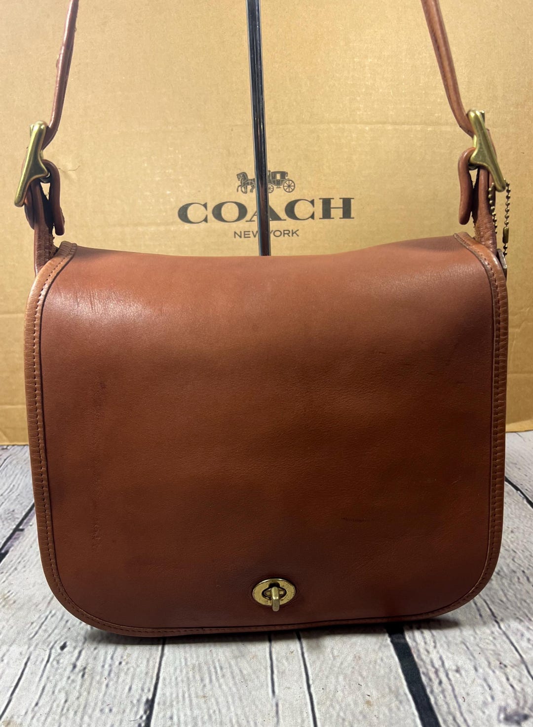 Vintage Coach 9525 Stewardess Bag British Tan Leather Brass Hardware ...