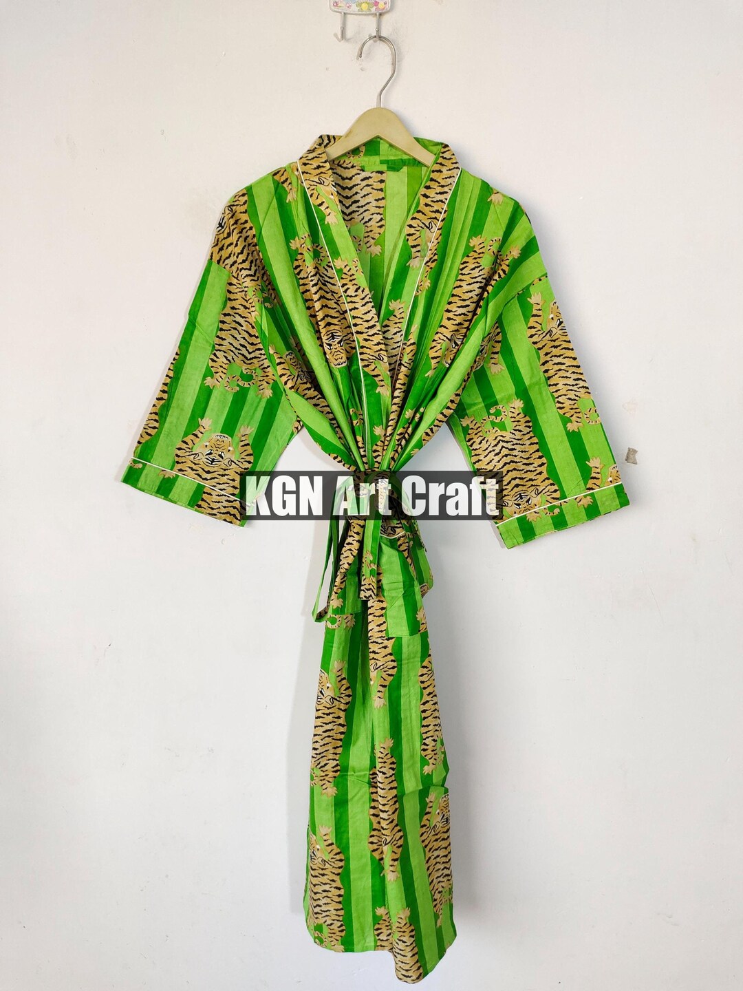 Tiger Print Cotton Kimono Robe, Wedding Shower Kimono Robe, Maternity ...