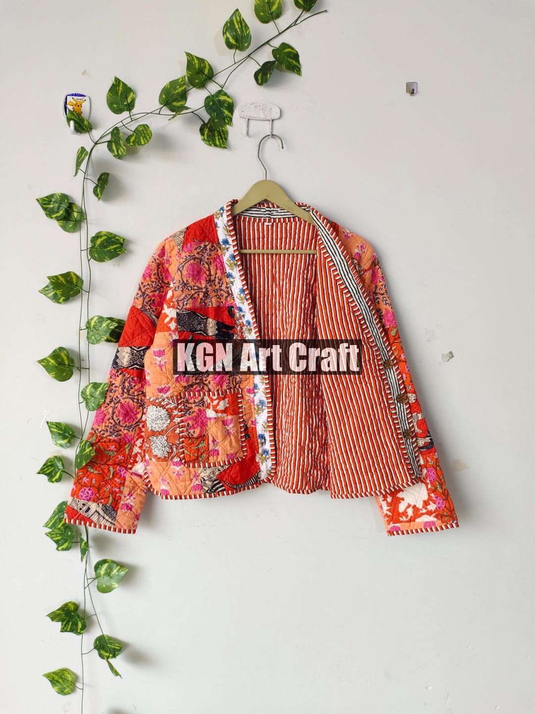 Hand Block Print Cotton Quilted Jacket, Block Print Coat, Light Weight ...