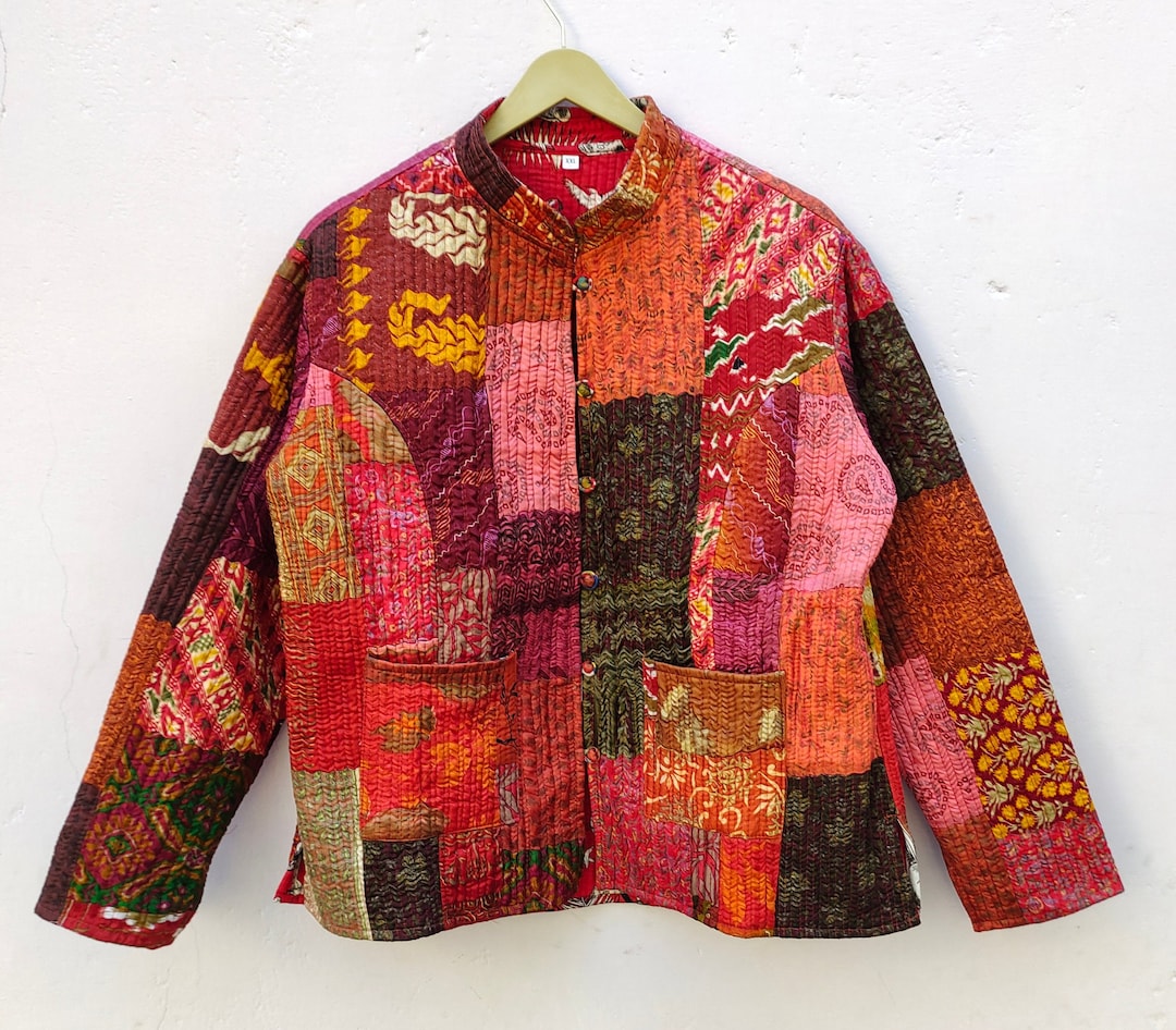 Reversible Jacket Indian Patchwork Cotton Fabric Jacket With Silk ...