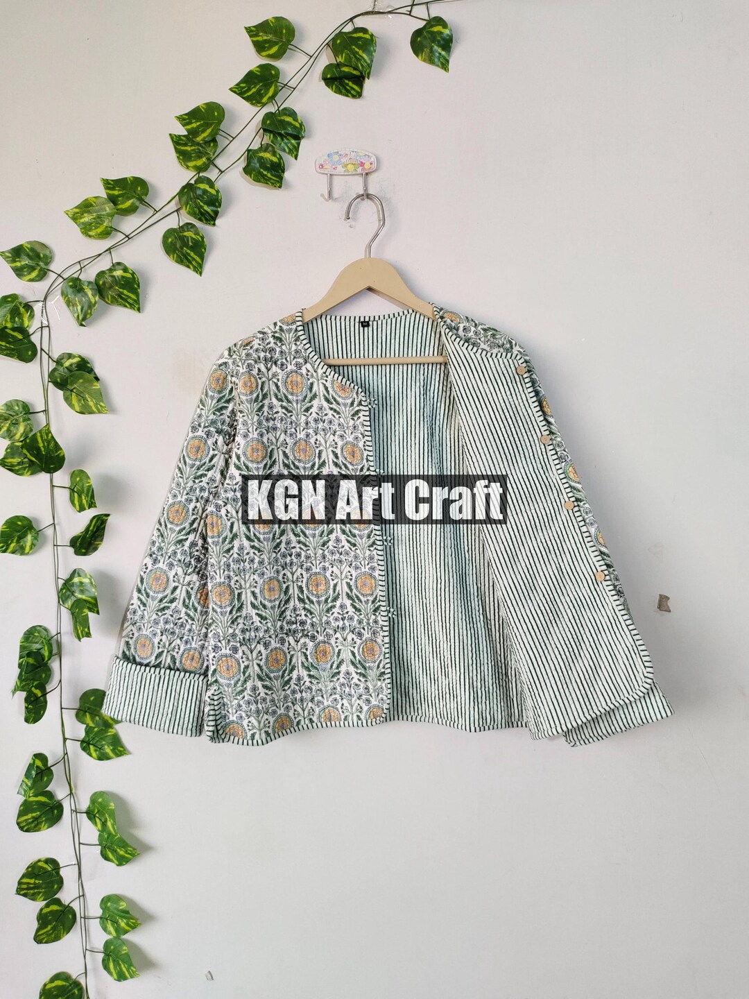 Cotton Quilted Jacket, Reversible Jacket Handmade Cotton Floral Jacket ...