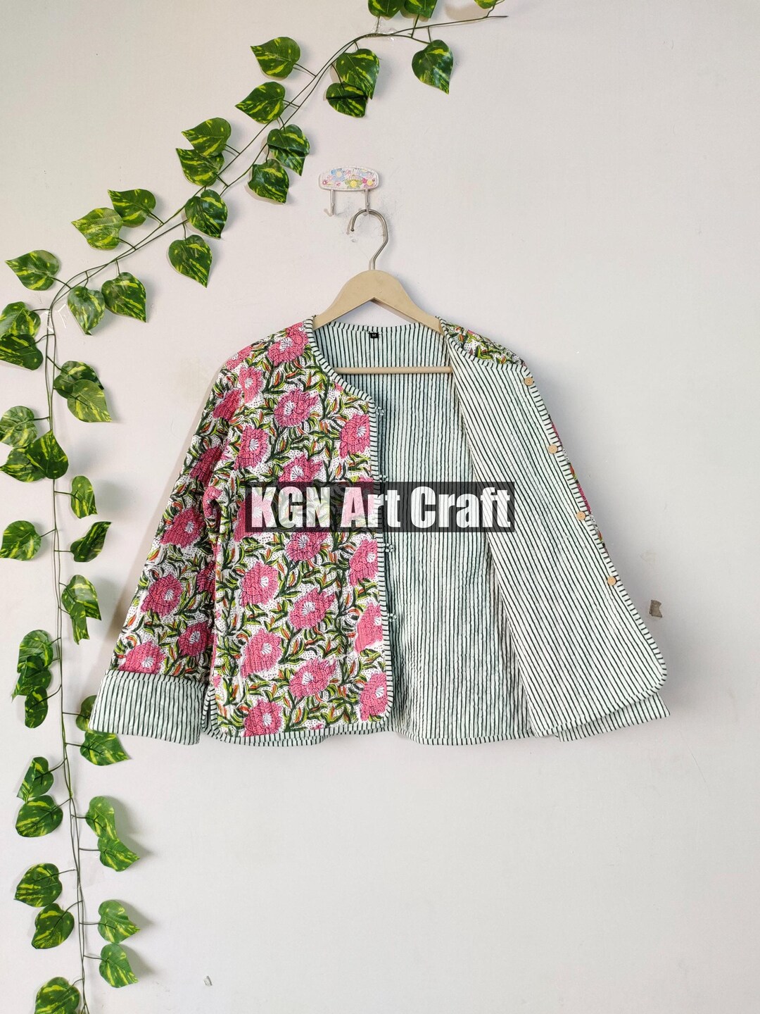 Quilted Cotton Jacket, Cotton Quilted Handmade Cotton Floral Jacket ...