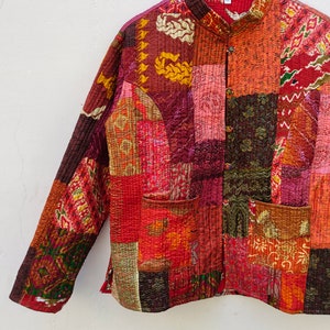 Reversible Jacket Indian Patchwork Cotton Fabric Jacket With Silk ...