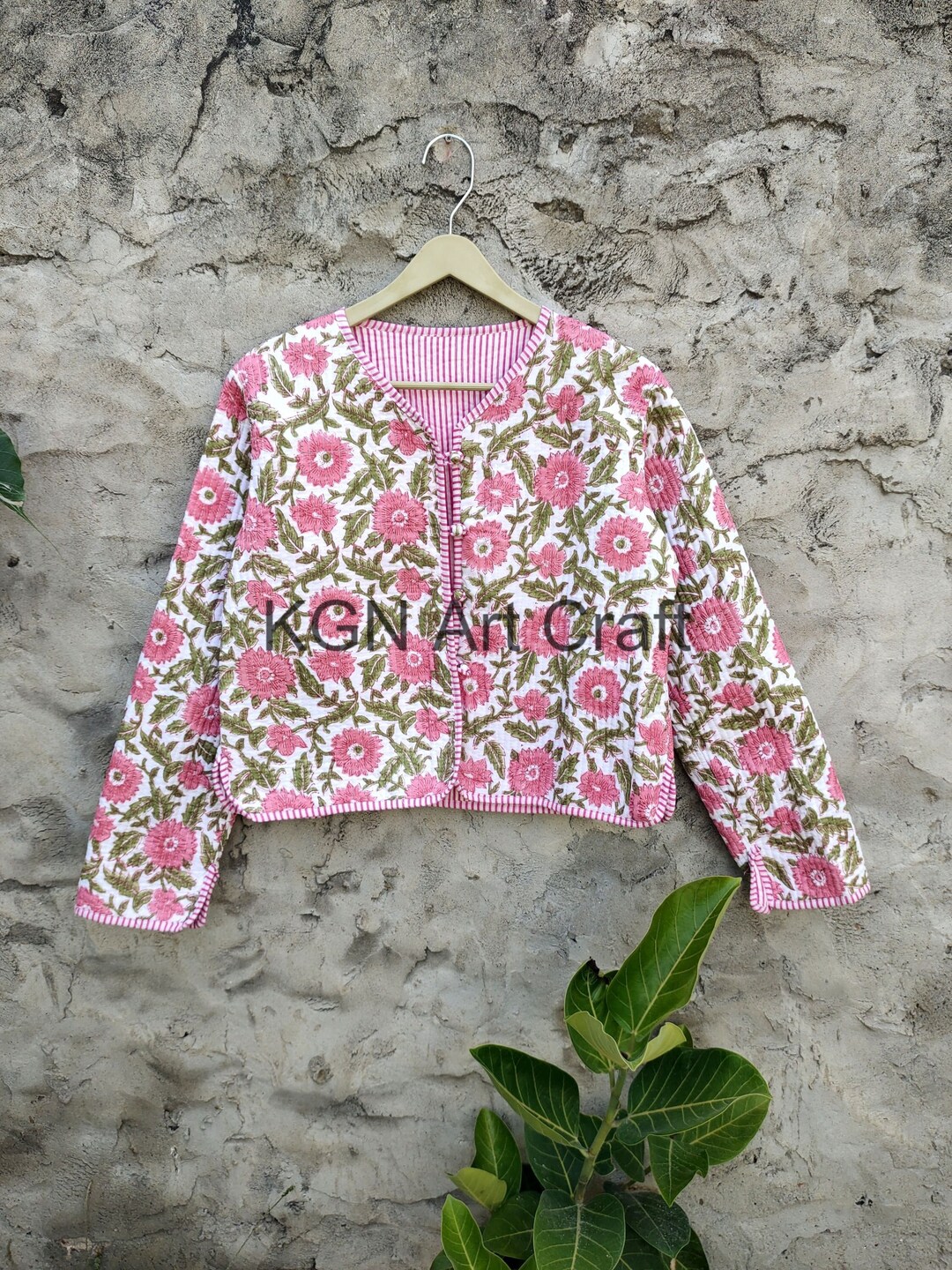 Block Print Short Quilted Jacket Indian Handmade Reversible Short Block ...