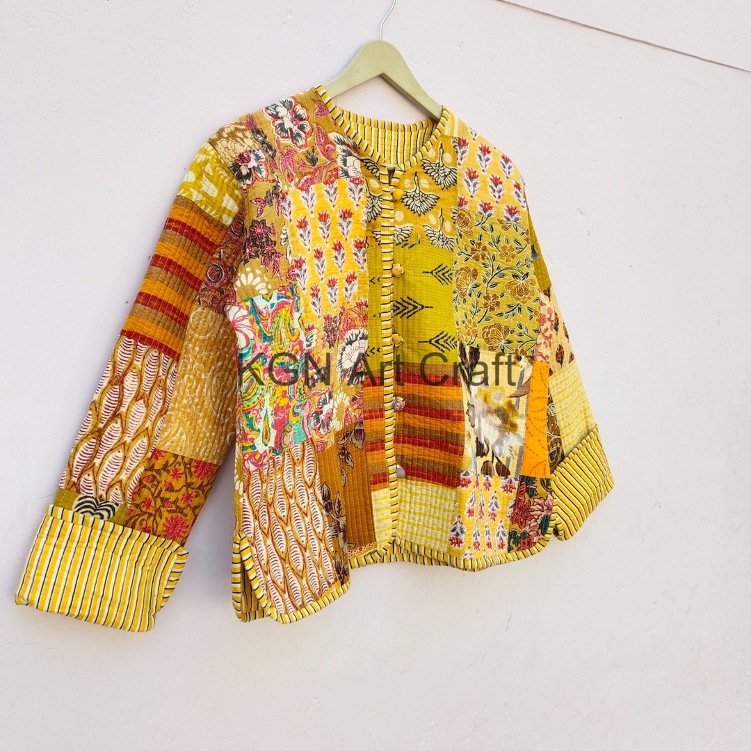 Handmade Patchwork Jacket, Hand Stitched Cotton Patchwork Jacket ...