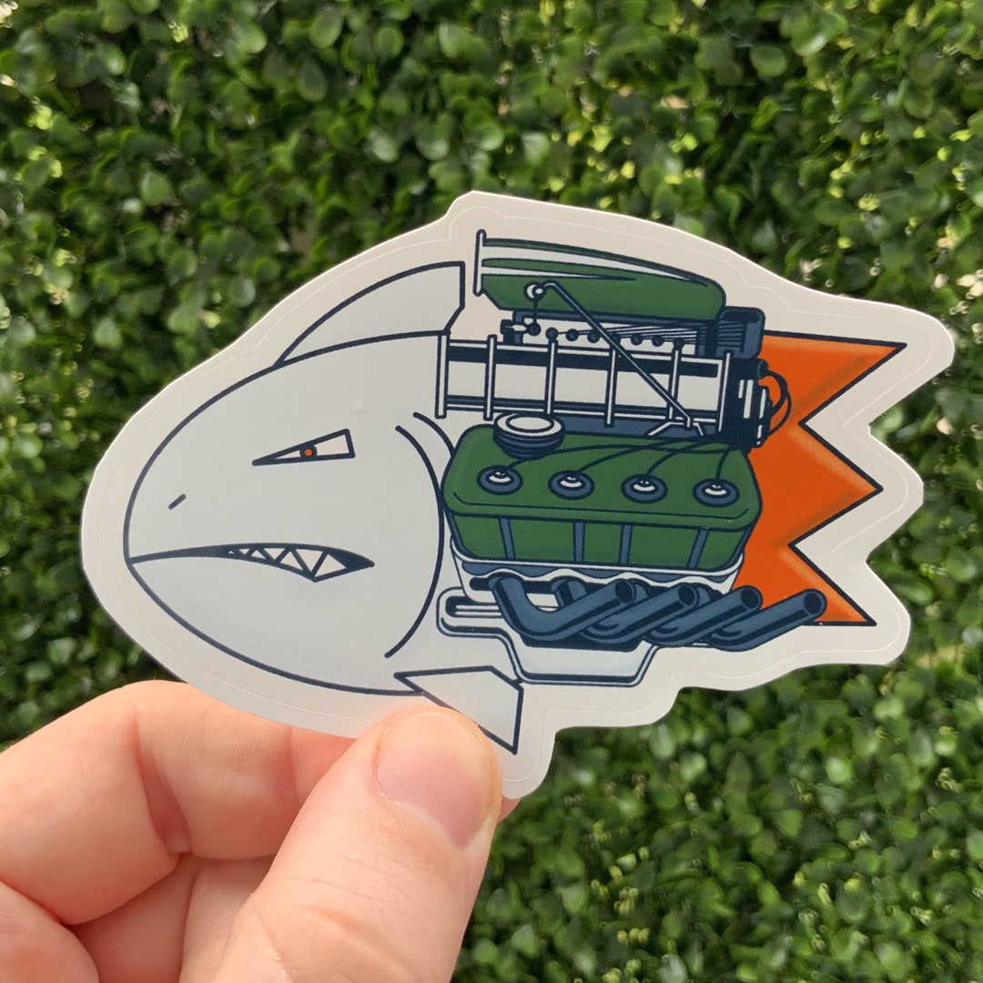 Rocket Engine Cartoon Fish Waterproof Vinyl Fishing Sticker for Laptop ...