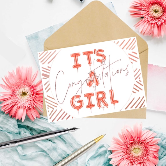 INSTANT DOWNLOAD 'it's A Girl' Card | Etsy