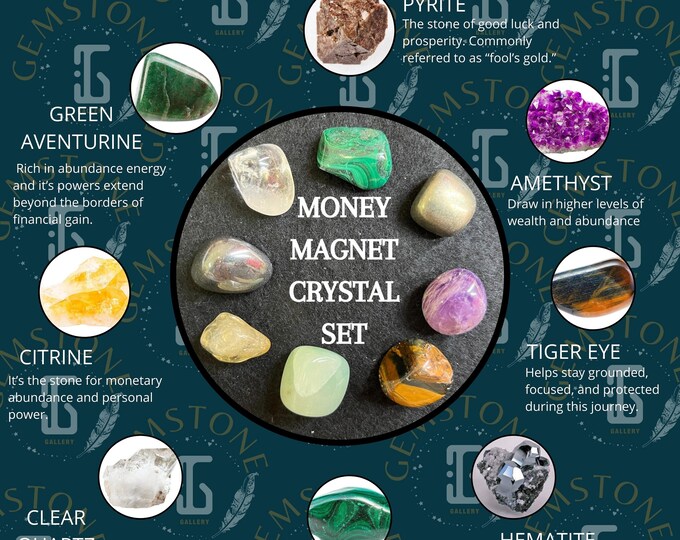 Money Magnet Crystals Set, Eight-elements Money Magnet Tumbles, Wealth ...
