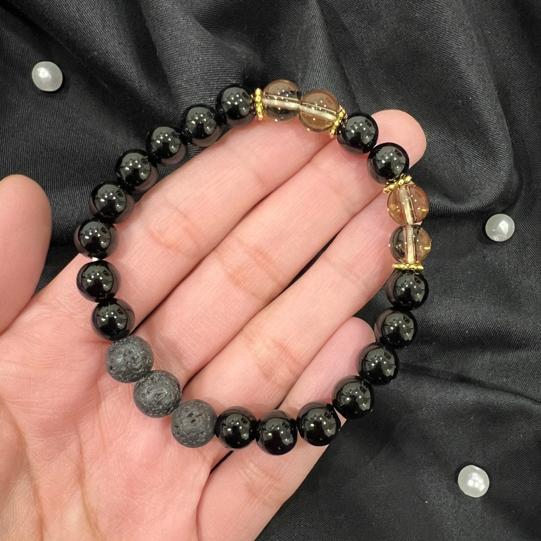 5G EMF Protection Bracelet, Healing Crystals, Black Tourmaline ...