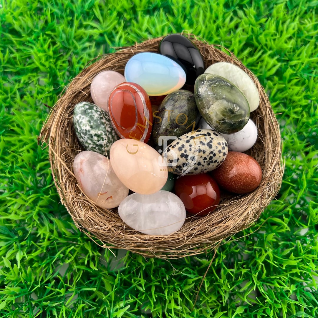 Mini Hand Carved Gemstone Egg, Reiki Healing, Natural Crystal Easter ...