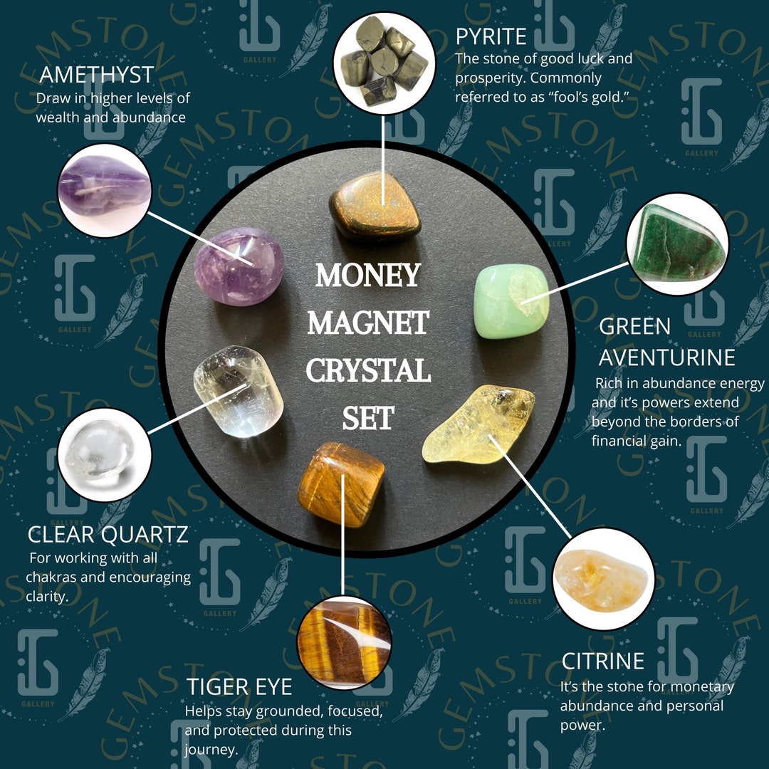 Money Magnet Crystals Set, Six-elements Money Magnet Gemstones, Luck ...