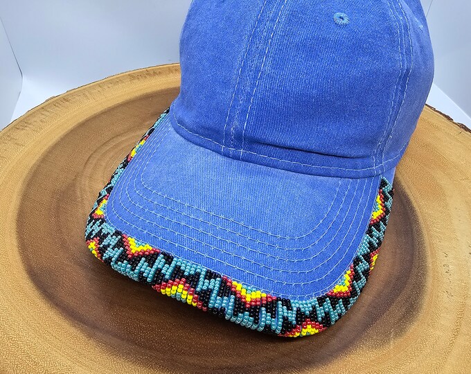 Beaded Indigenous Baseball Cap.beaded Denim Cap. First Nations Beaded ...