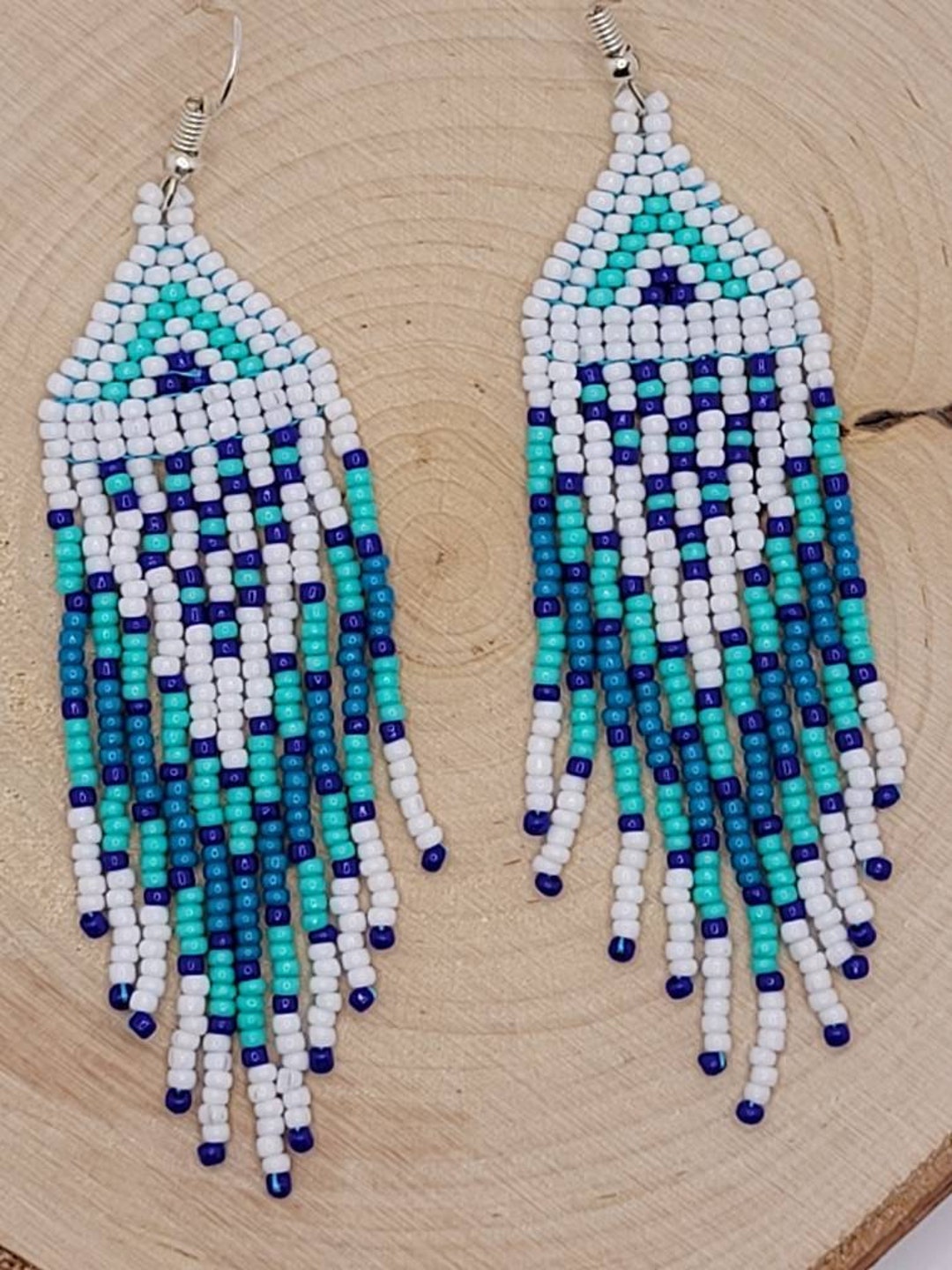 Native American Beaded Earrings. Indigenous Fringed Earrings. Tassel ...