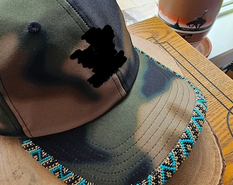 Beaded Indigenous Baseball Cap.beaded Denim Cap. First Nations Beaded ...