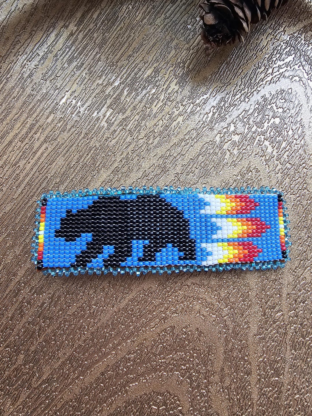 Large Beaded Bear Barrette. Native American Beaded Barrette. Indigenous ...