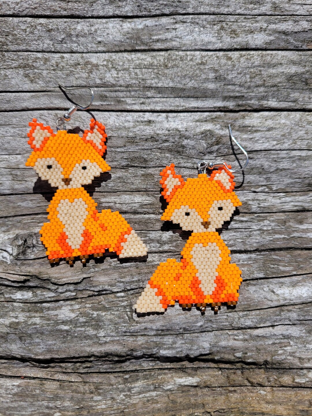 Beaded Fox Earrings. Indigenous Brickstitch Fox Earrings. Nature ...