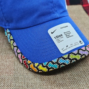Beaded Indigenous Baseball Cap. Rainbow Beaded Peyote Stitch Cap ...