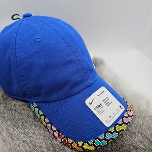 Beaded Indigenous Baseball Cap. Rainbow Beaded Peyote Stitch Cap ...