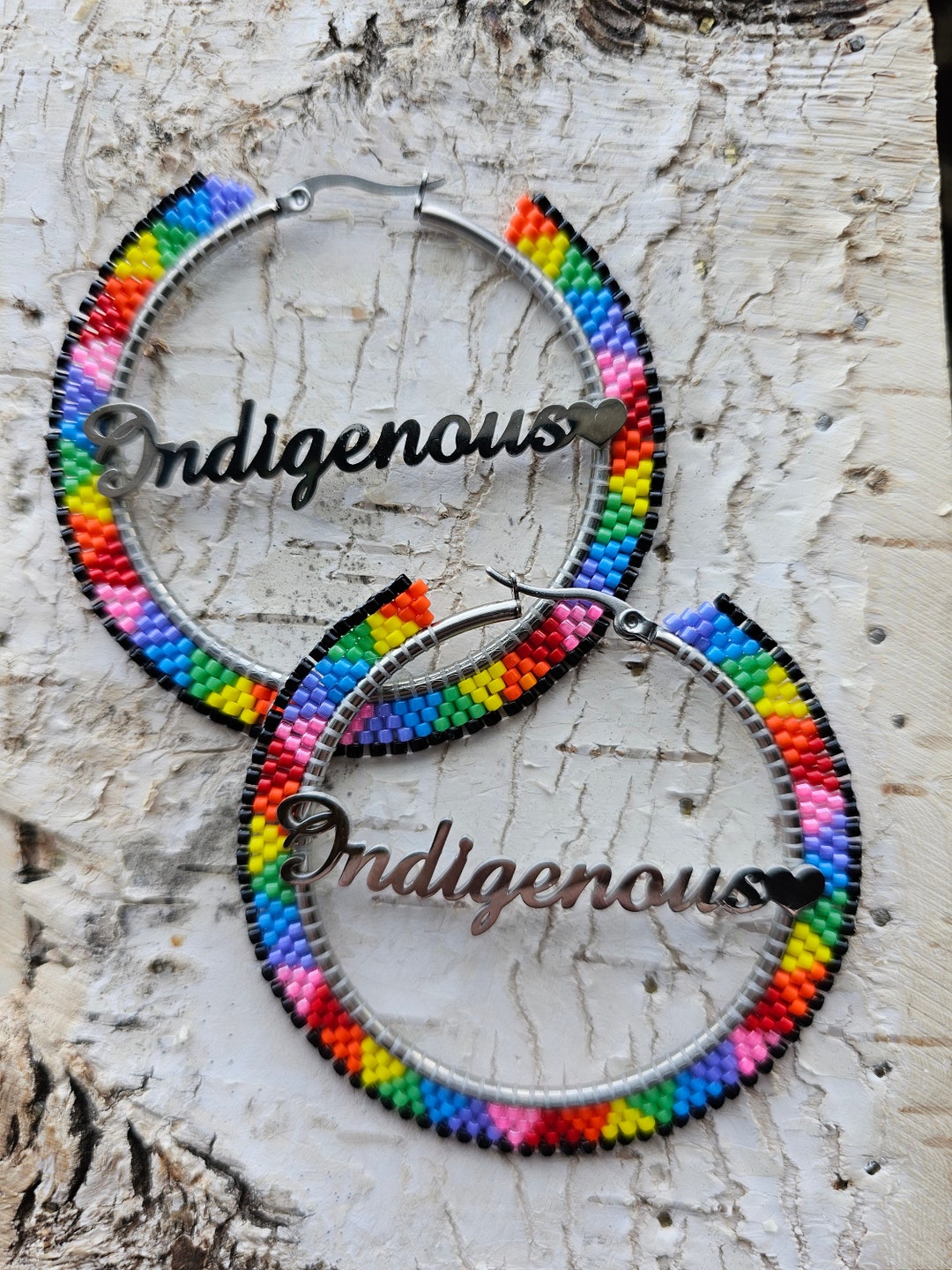 Beaded Indigenous Hoop Earrings. First Nations Hoop Earrings. Beaded ...