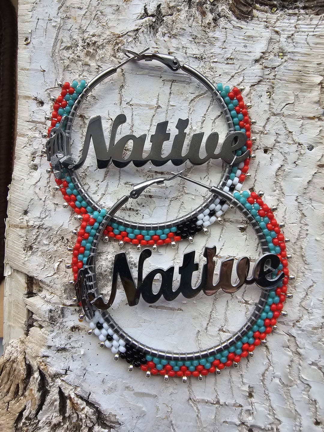 Beaded Indigenous Hoop Earrings. First Nations Hoop Earrings. Native ...