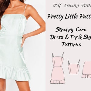Pdf Digital Sewing Pattern for Spaghetti Strap Frill Hem Dress | Women ...