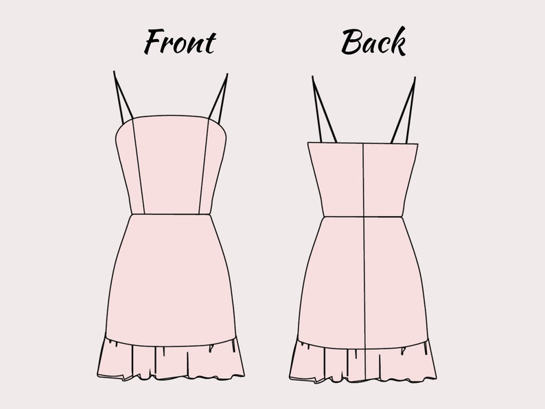 Pdf Digital Sewing Pattern for Spaghetti Strap Frill Hem Dress | Women ...