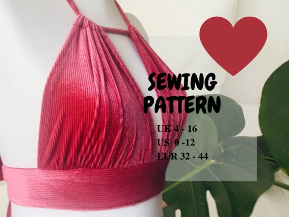 Women Pdf Bustier Bikini Bra Top Sewing Pattern UK Size 4 - Etsy