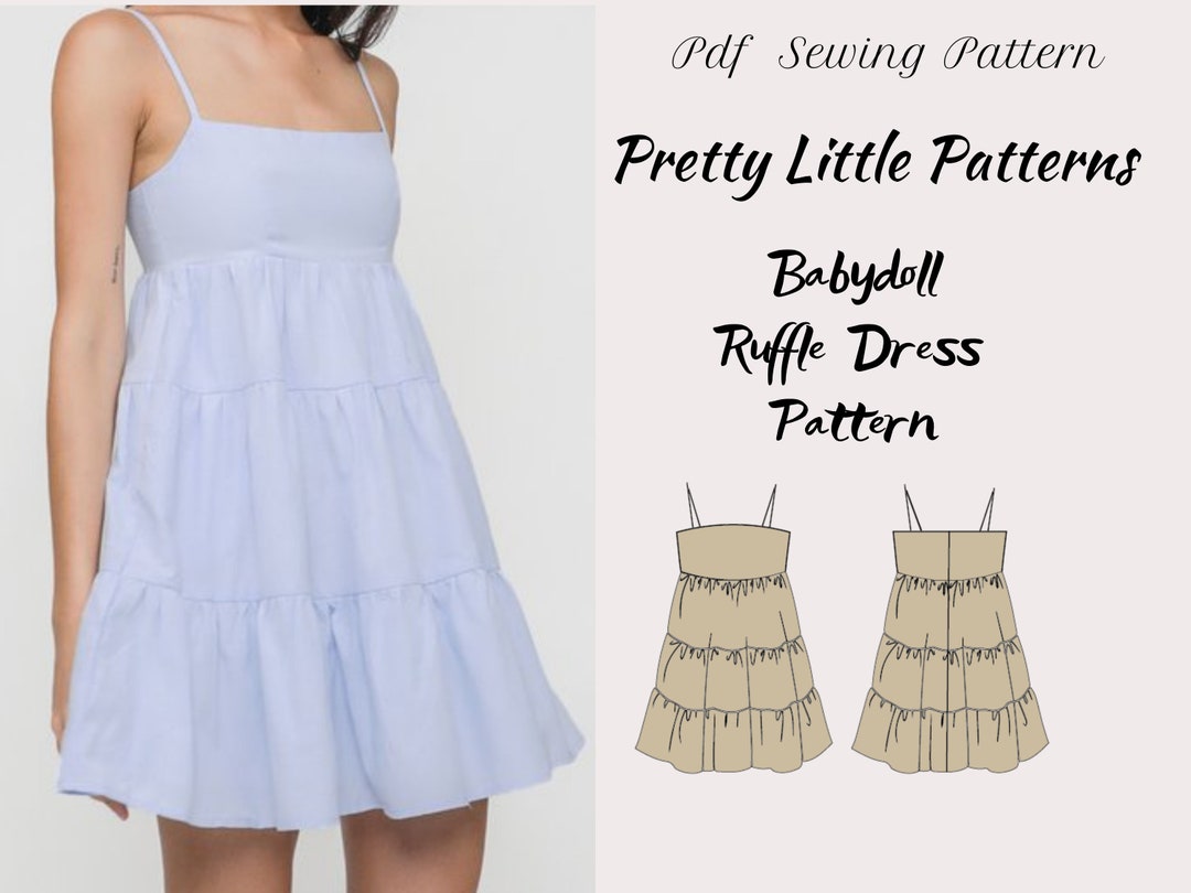 Pdf Digital Sewing Pattern for Babydoll Ruffle Dress Pattern | Women ...