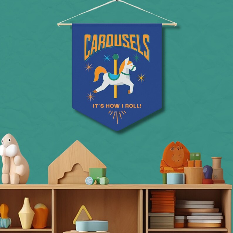 Carousel Horse Wall Decor Pennant Kids Room Carousels Its How I Roll ...