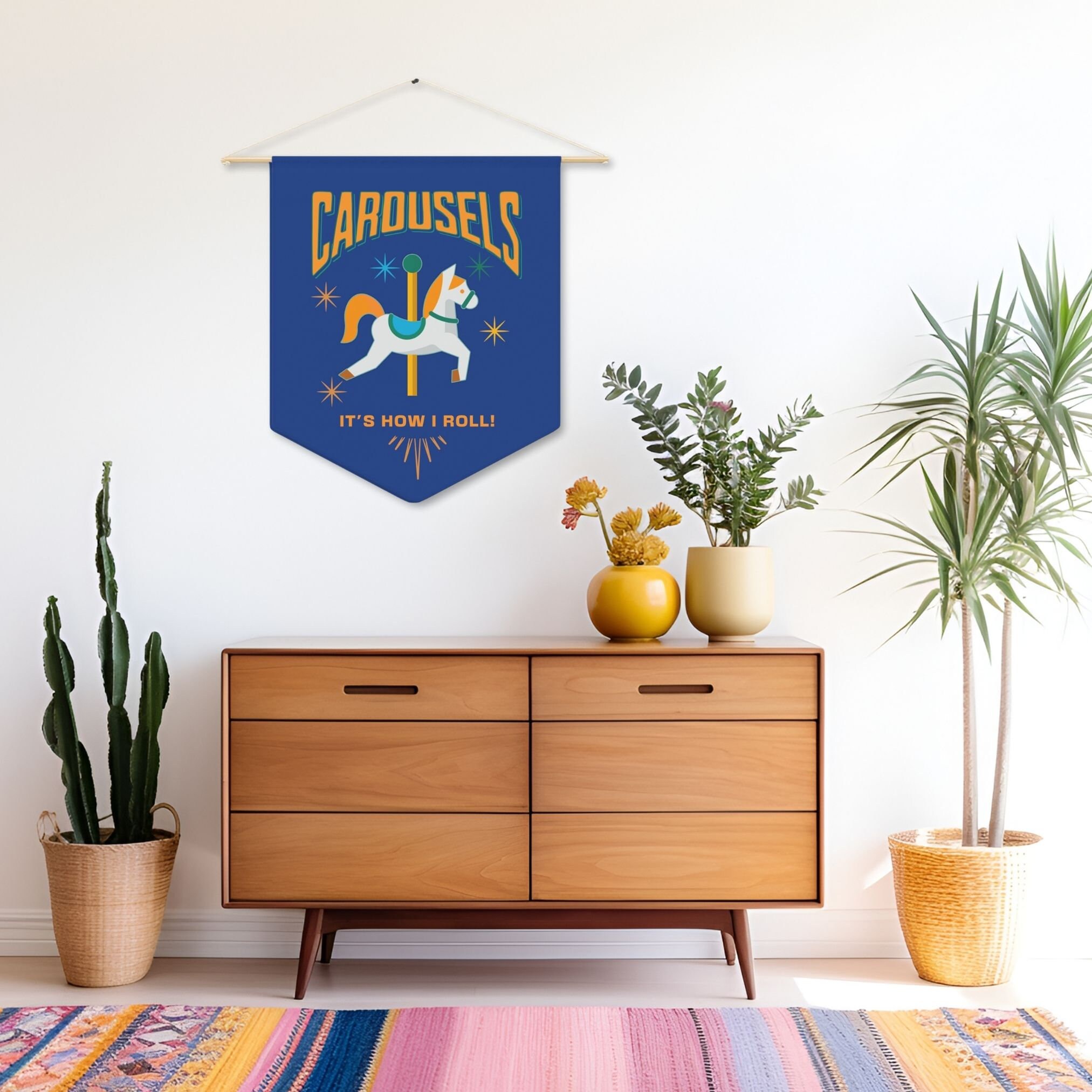 Carousel Horse Wall Decor Pennant Kids Room Carousels Its How I Roll ...
