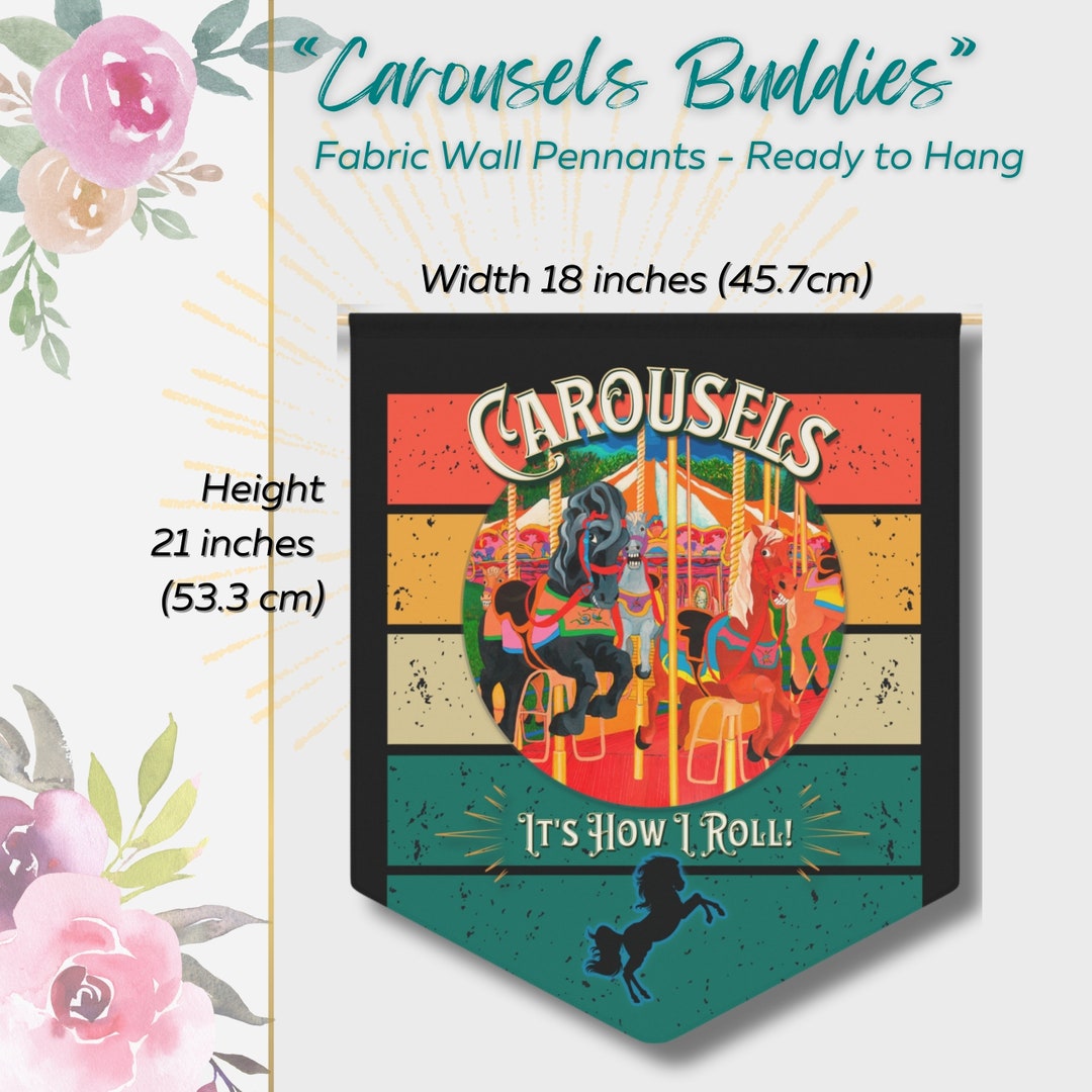 Carousel Horse Wall Art Decor Fabric Pennant Kids Room Decor Carousel ...
