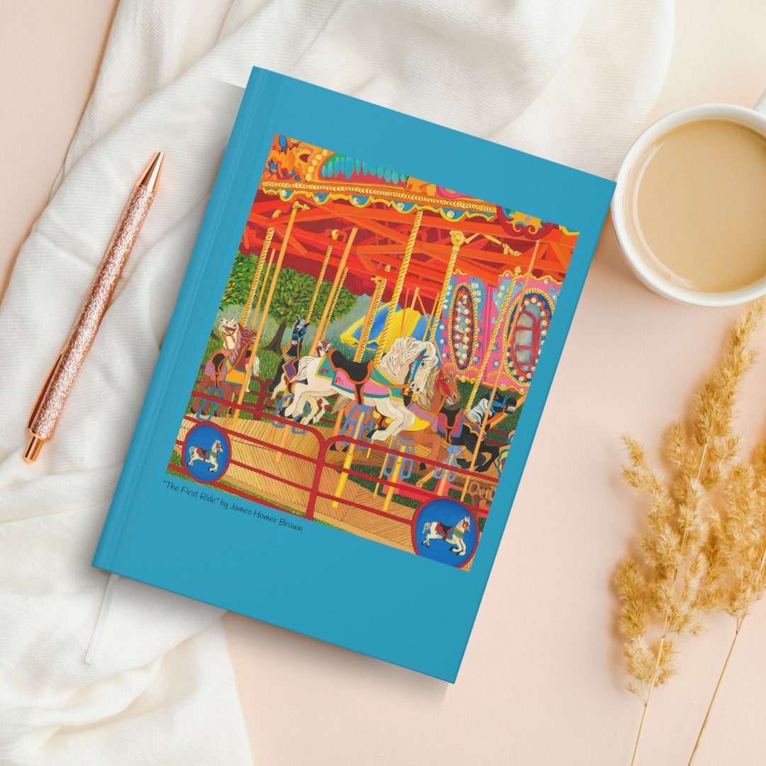 The First Ride Carousel Art Turquoise Blue Hardcover - Etsy