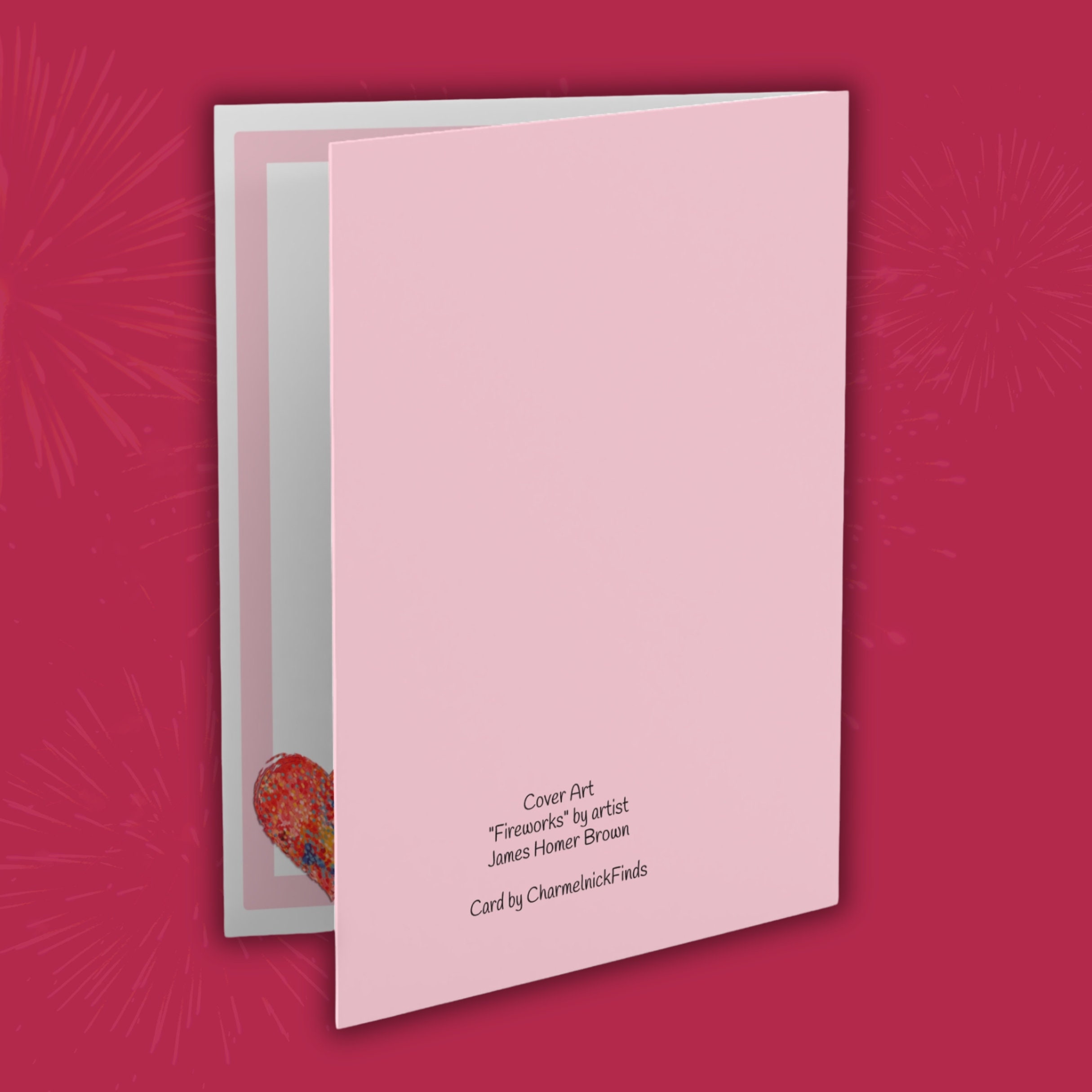 Pink Heart Art Greeting Cards Heart Note Cards 8 Pack fireworks in My ...
