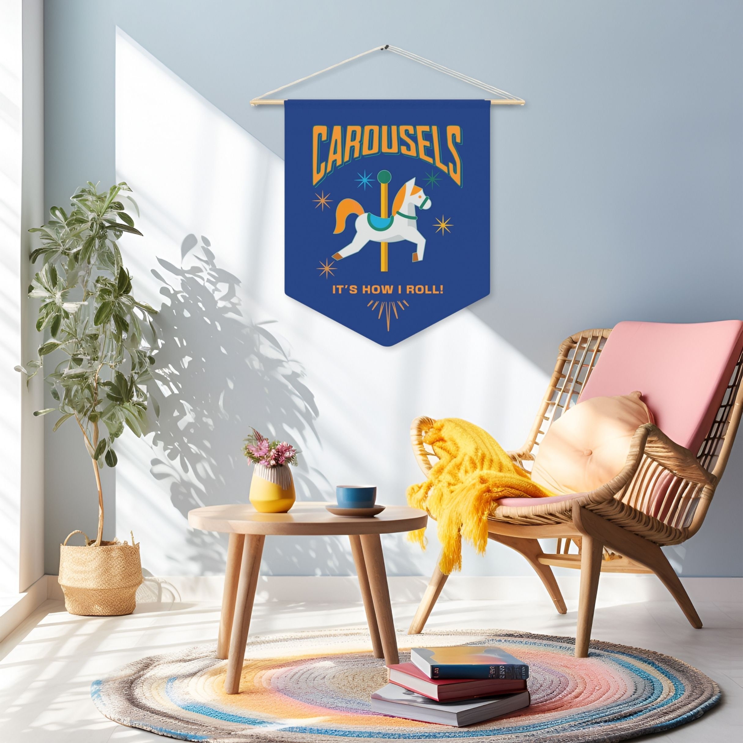 Carousel Horse Wall Decor Pennant Kids Room Carousels Its How I Roll ...