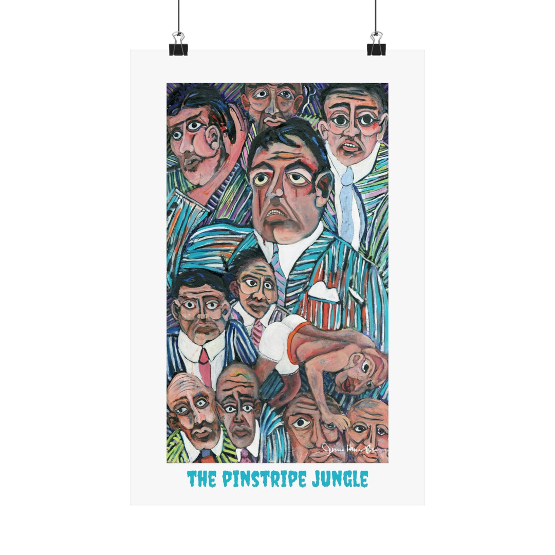 Dark Humor Art Poster Abstract Man Print the Pinstripe Jungle Office ...