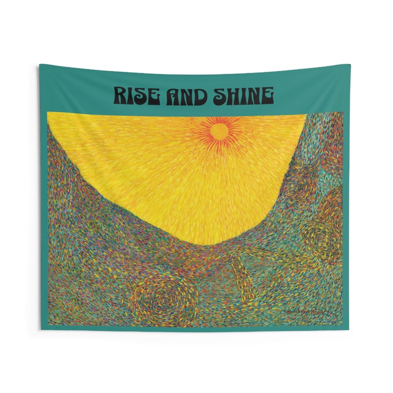Sunrise Tapestry Wall Art Retro Font Party Backdrop Rise and Shine ...
