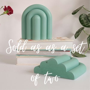 Arched Colourful Bookends, Pastel Teal Orange Plum Book Holders, Modern ...