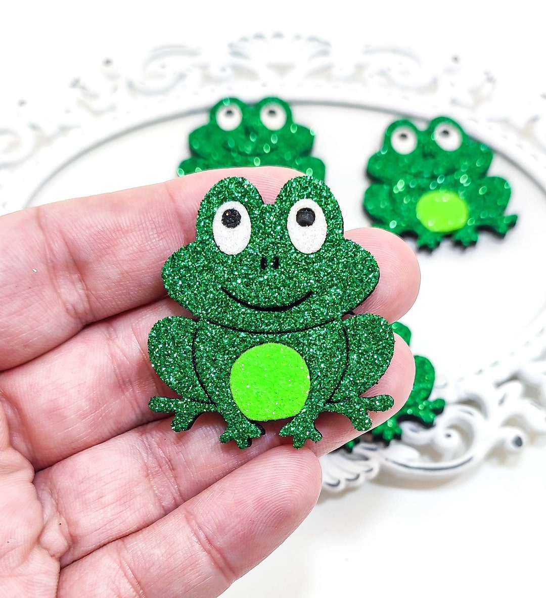 Frog Feltie-glitter Feltie-hair Bow Feltie -glitter Felt Applique-badge ...