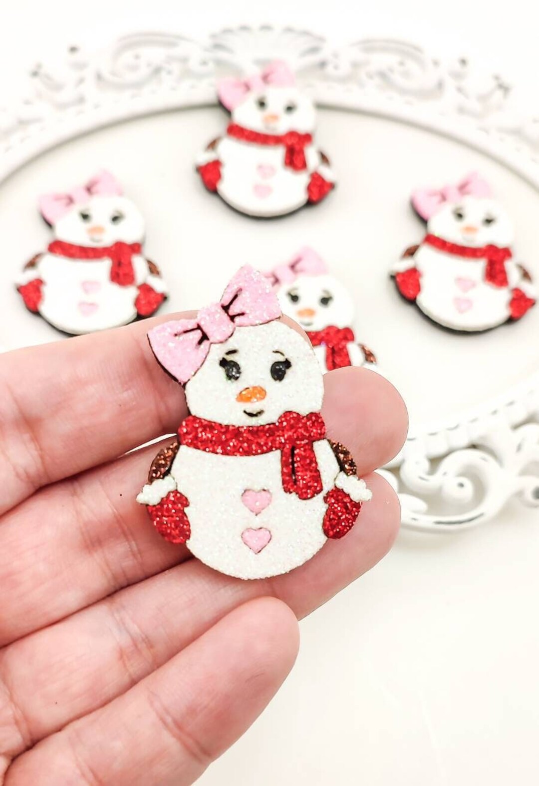 Snowman Feltie-glitter Feltie-hair Bow Felties-christmas Center-glitter ...